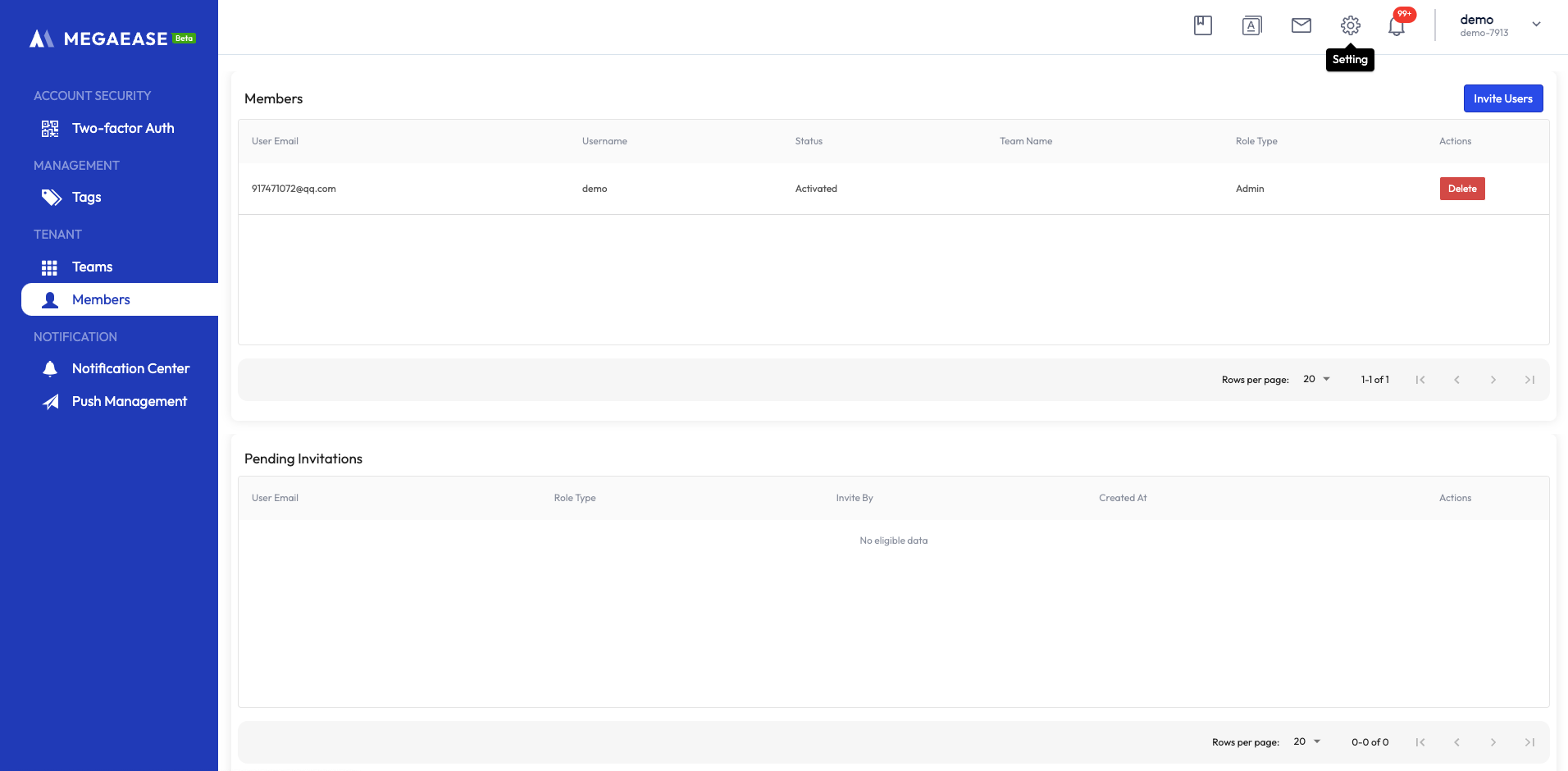 MegaEase Cloud 用户手册 - 用户管理