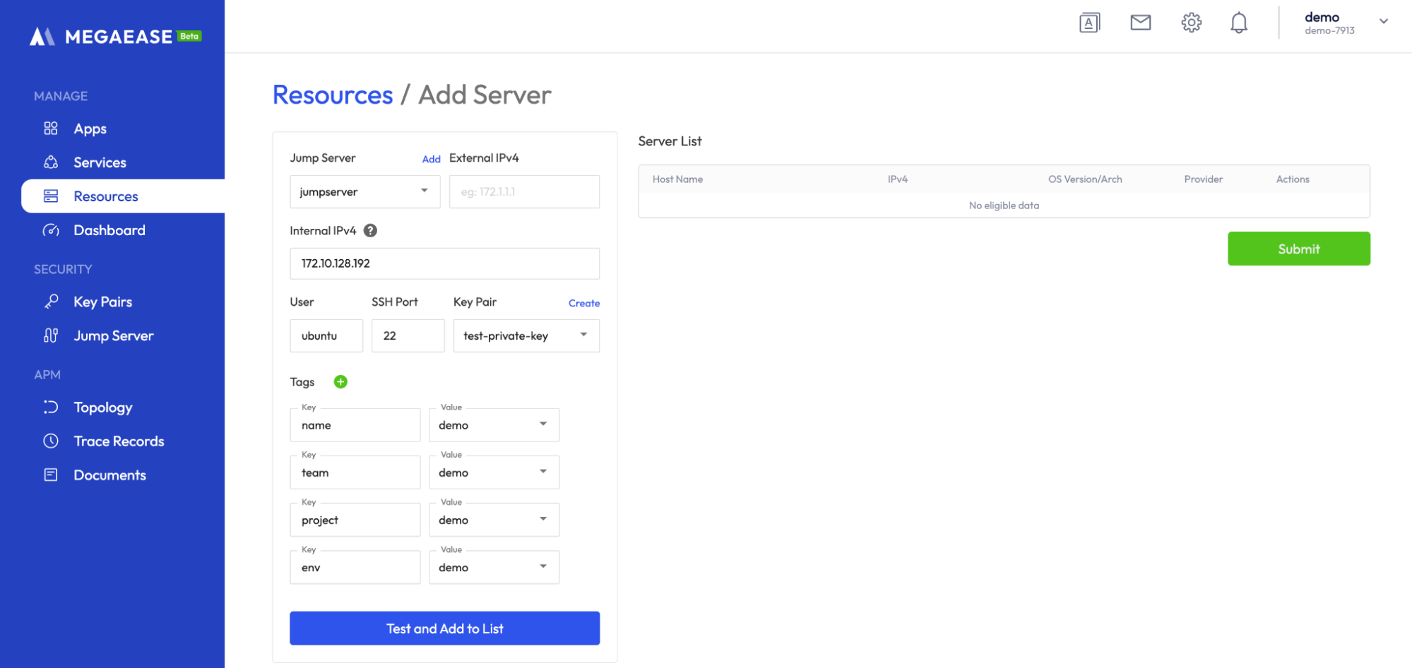 MegaEase Cloud 用户手册 - 主机管理