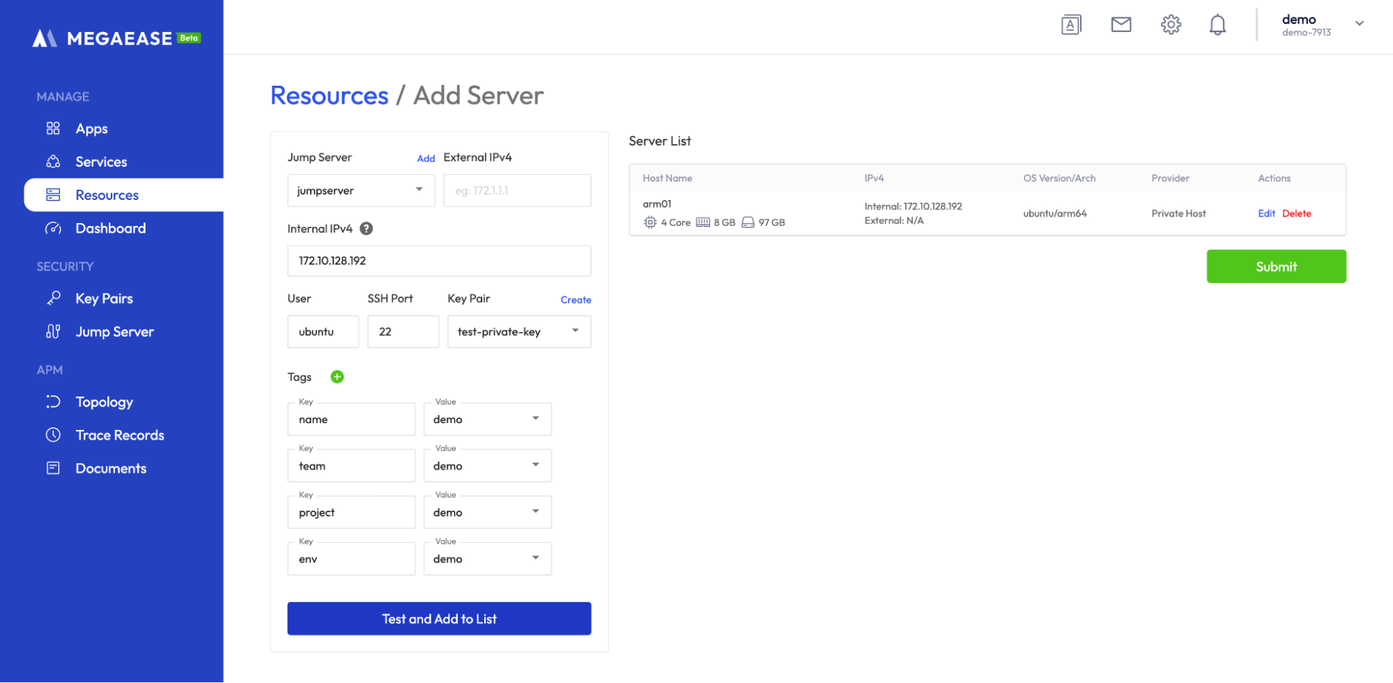 MegaEase Cloud 用户手册 - 主机管理
